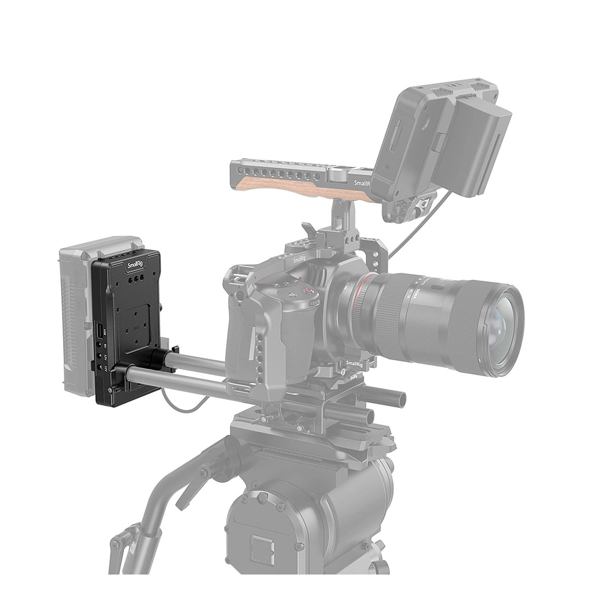 SmallRig 3203 V Mount Battery Adapter Plate with Dual 15mm Rod Clamp ...